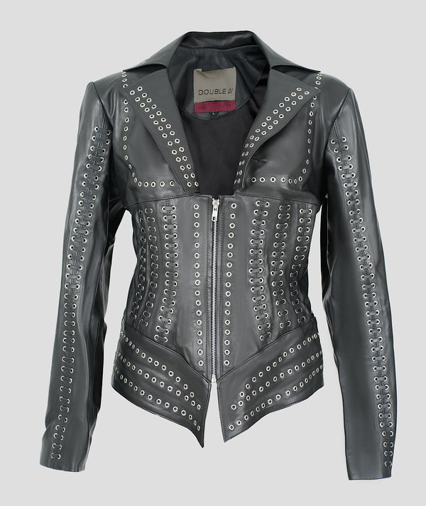 Kayla Leather Jacket Black – Double A Official